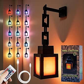 Pixelated Minecraft Lantern Night Light - USB Rechargeable Night Lamp ...