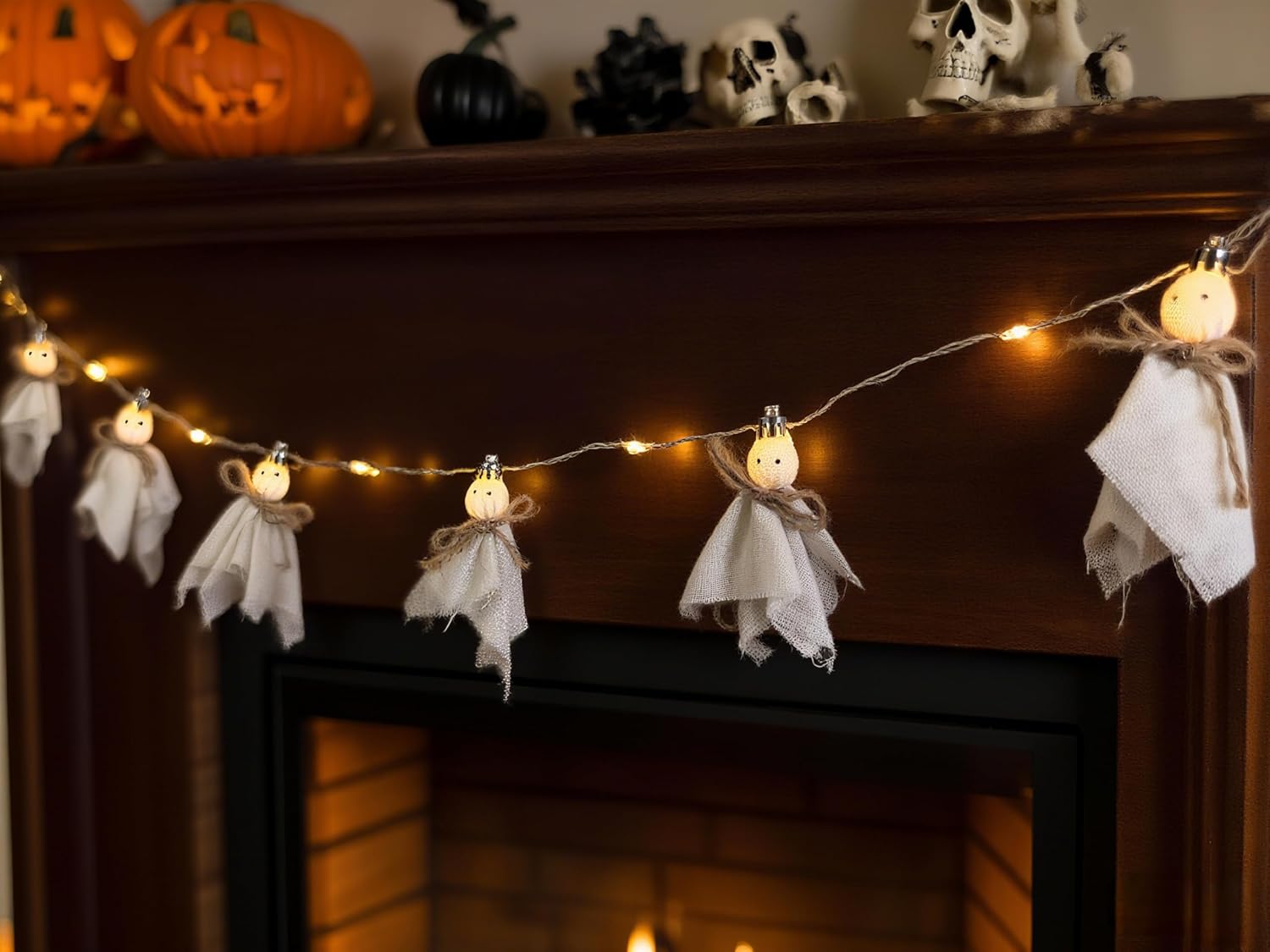 Amazon.com: FESTGLOX Light Up Ghost Garland Halloween Decoration ...