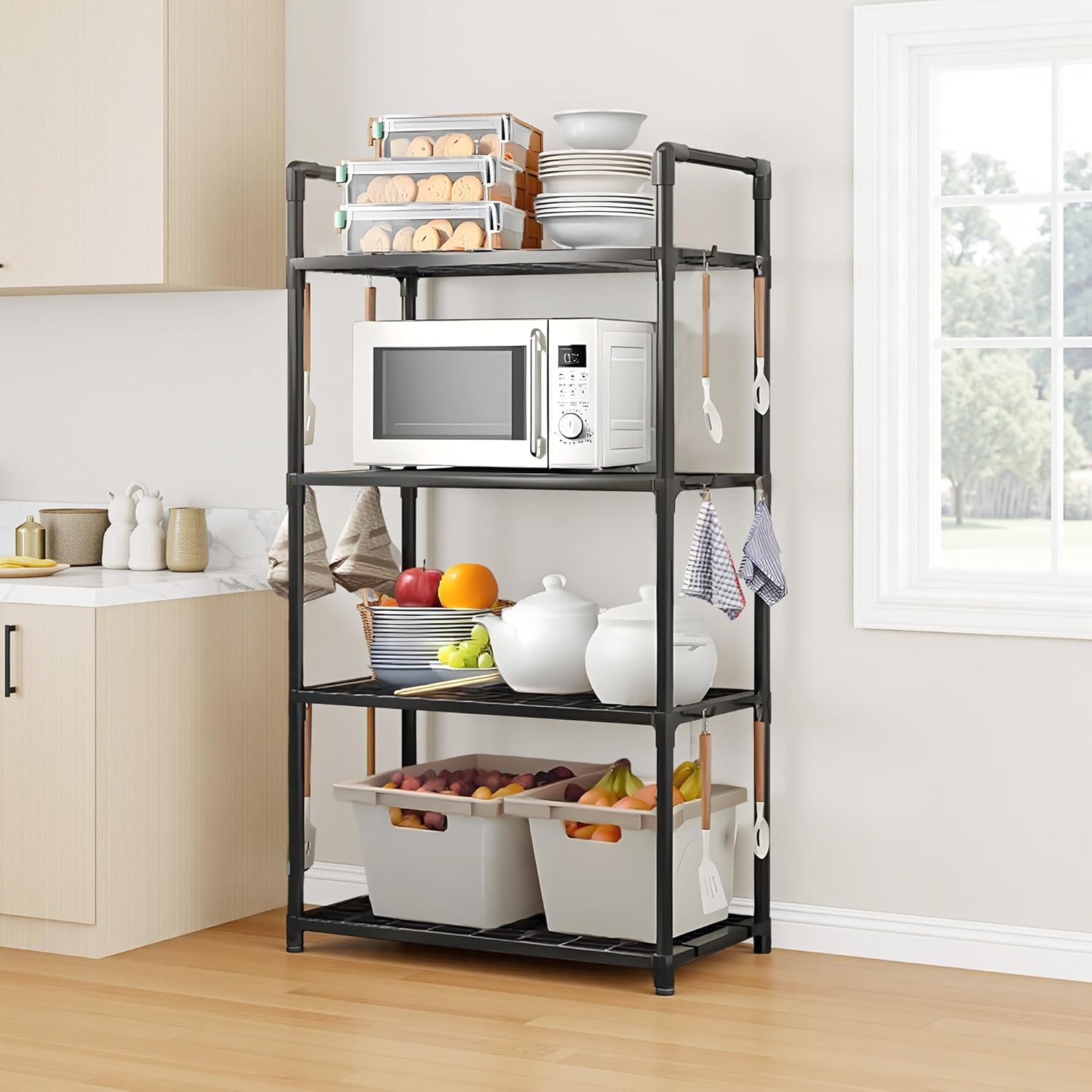 Amazon.com: Storvive 4 Tier Storage Rack, Shelving Unit Space Saving ...
