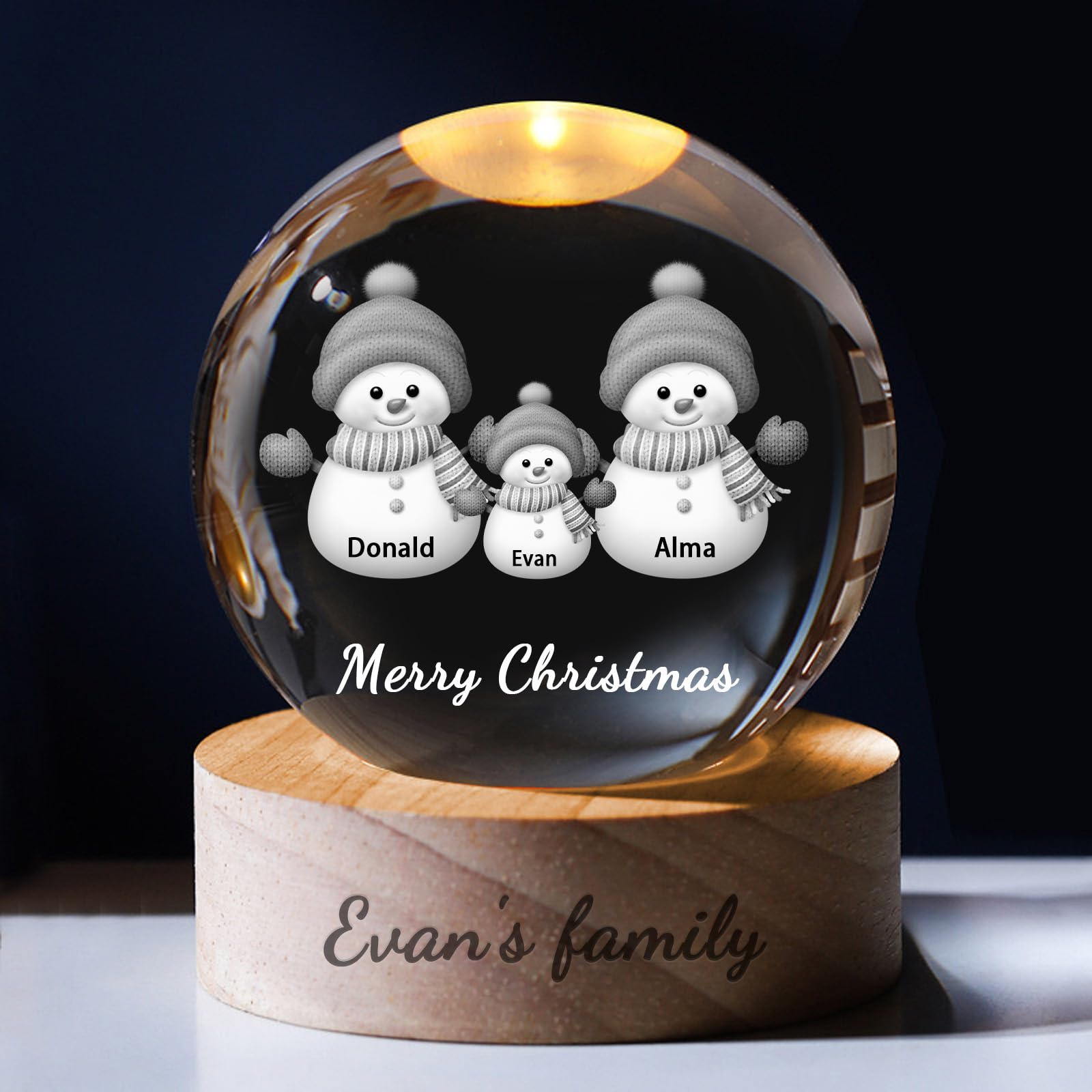 Amazon.com: Personalized Snow Globe with Name Custom Light Up Snowman ...