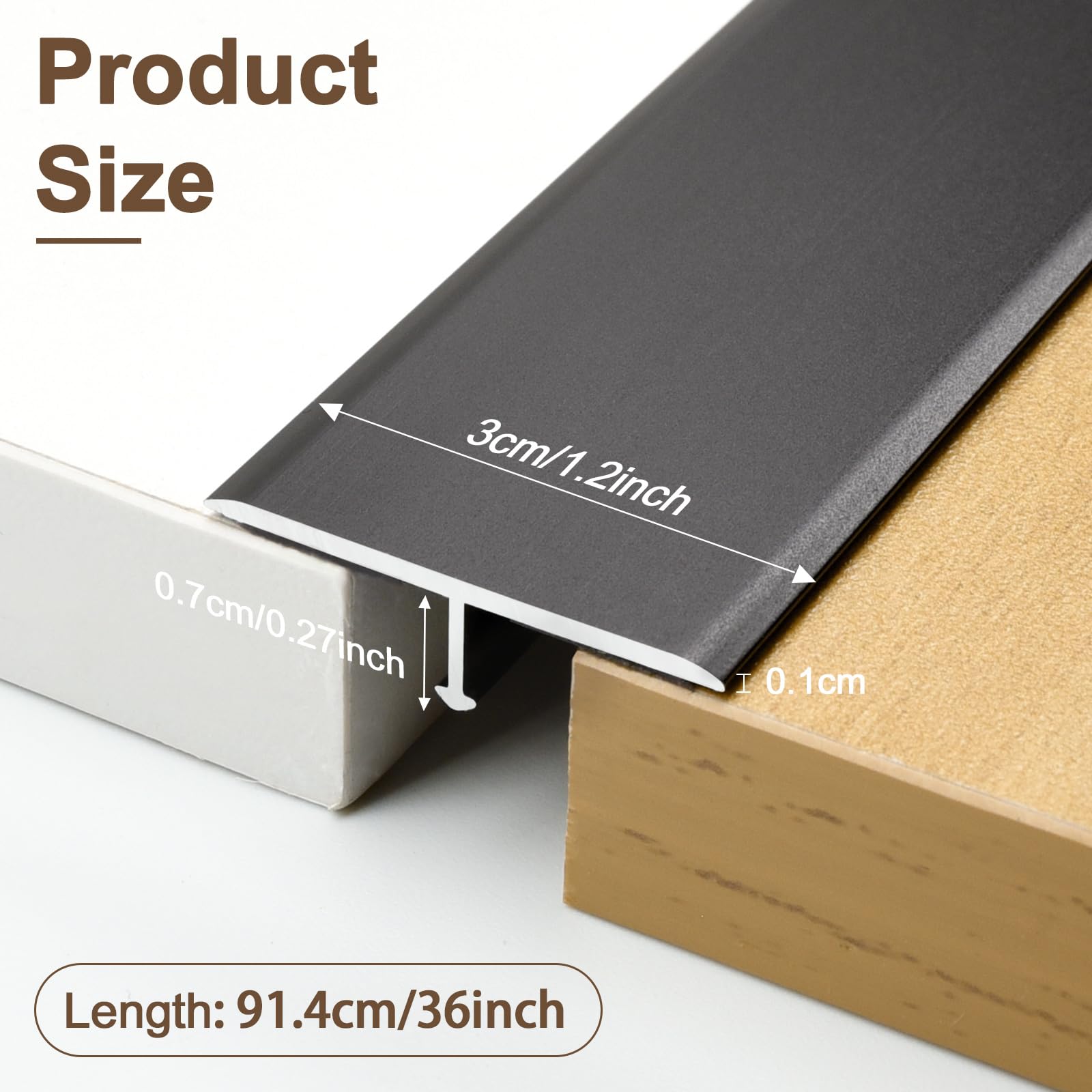 Snapklik.com : Jiekayi Aluminum T Molding Floor Transition Strip Self ...