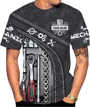 Amazon.com: Mostefy Personalized Name Mechanic Shirt 3D, Custom Name ...