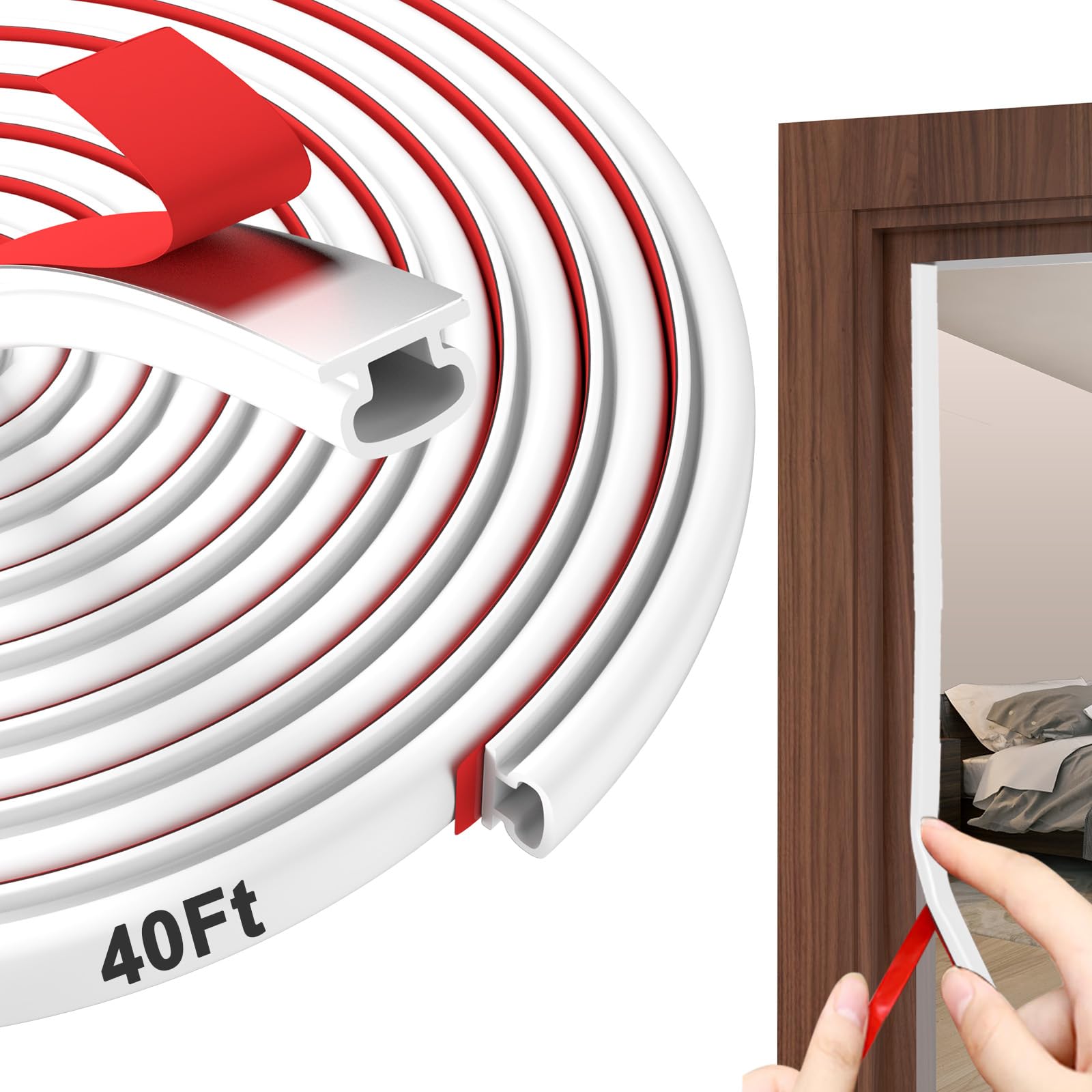 alophoty 40 Ft Rubber Door Weather Stripping Door Seal Strip, D Shaped ...