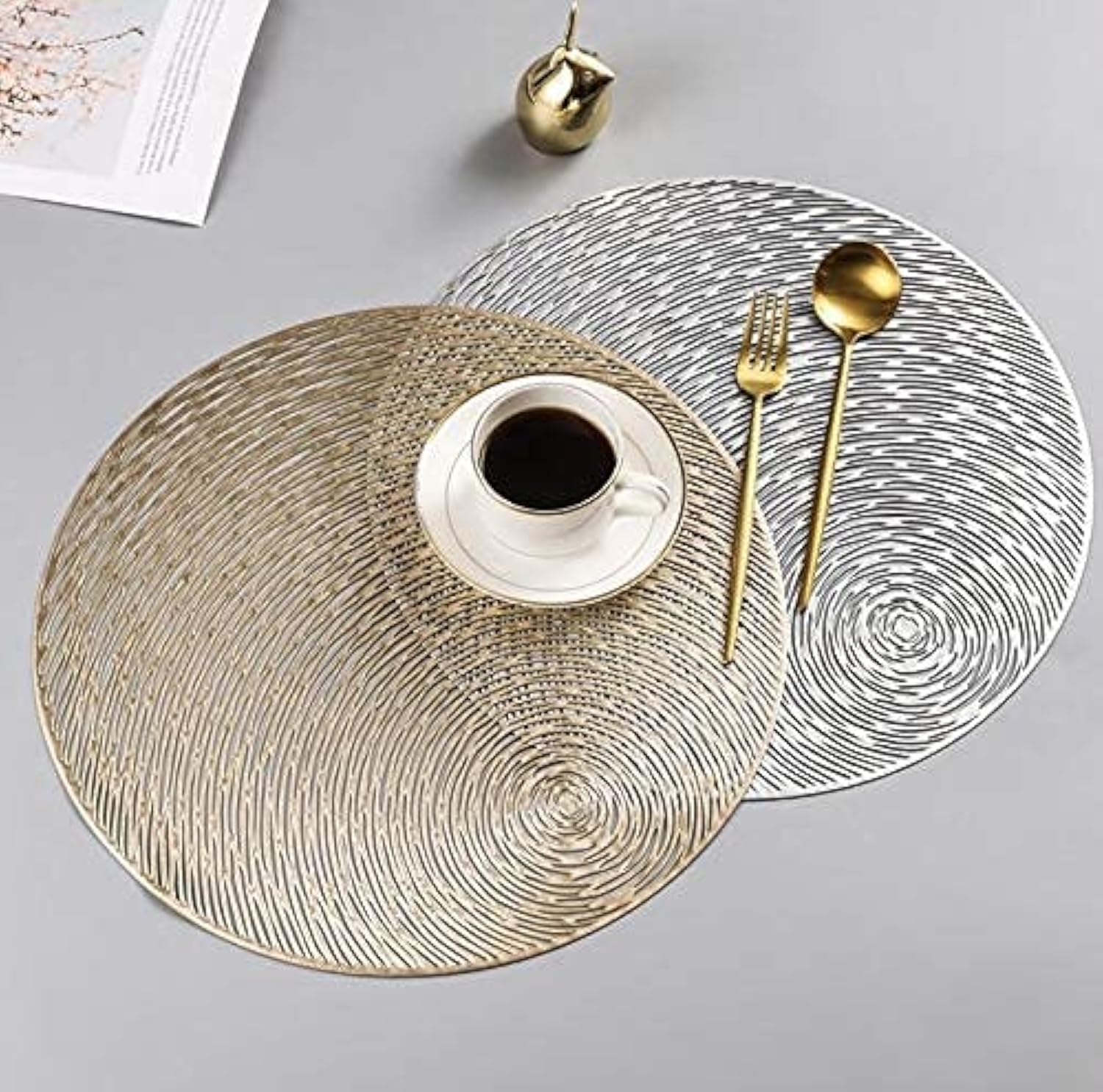 Buy HomeCloud Polyester Round Shape Table Mat/Table Mat Round/Round PVC ...