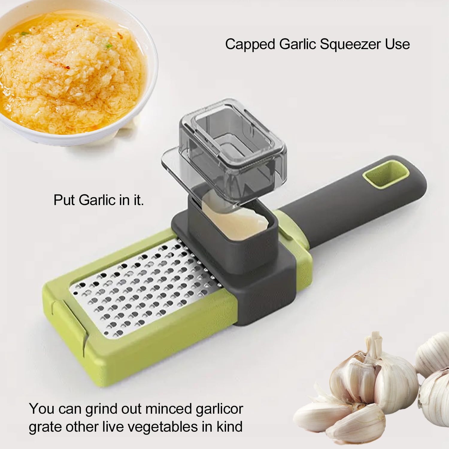 Stainless Steel Handheld Garlic & Ginger Grater with Silicone Grip ...