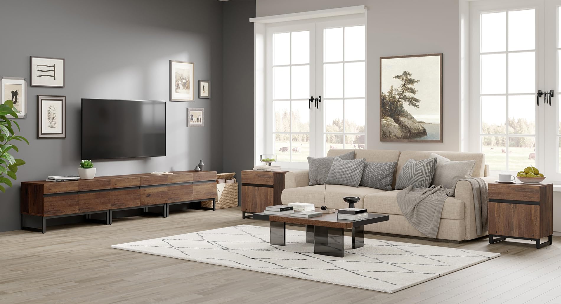 Amazon.com: WAMPAT TV Stand and End Table Set of 3, Living Room Table ...