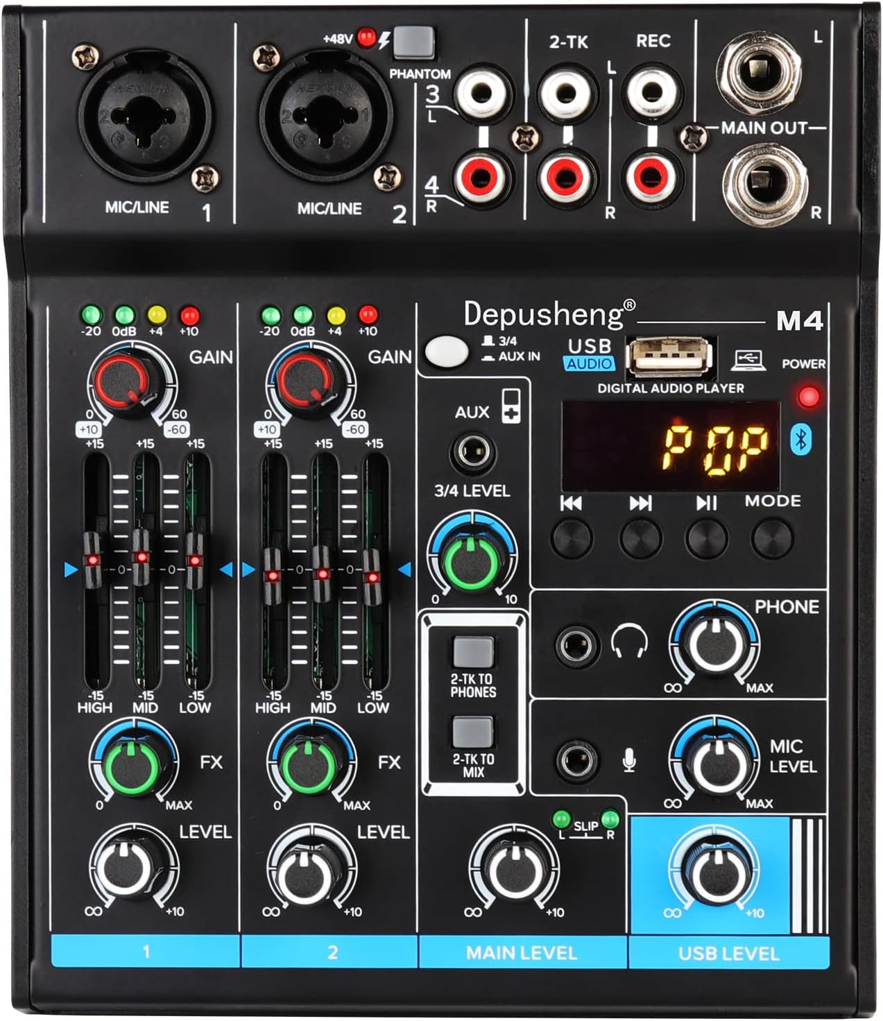 Amazon.com: Depusheng M4 Portable Mini Mixer 4-Channel Audio Mixer DJ ...