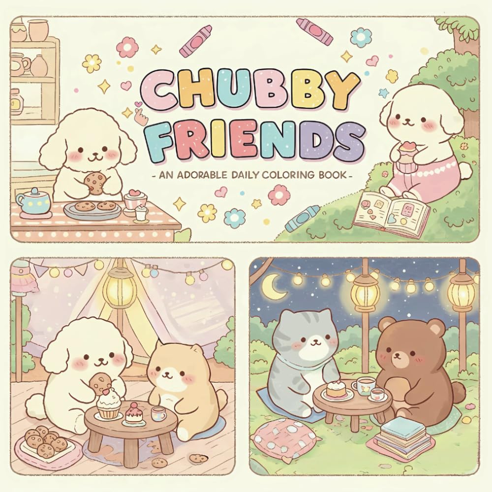 Amazon.com: Chubby Friends: – An Adorable Daily Coloring Book"A Cozy ...