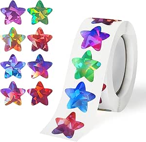 Amazon.com : 500 Pcs Rainbow Star Stickers, 1 inch Holographic Star ...