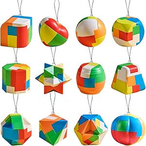 12 Pcs Mini Puzzle Cube,Brain Teasers Puzzles Lock Toy Cubes Keyring ...