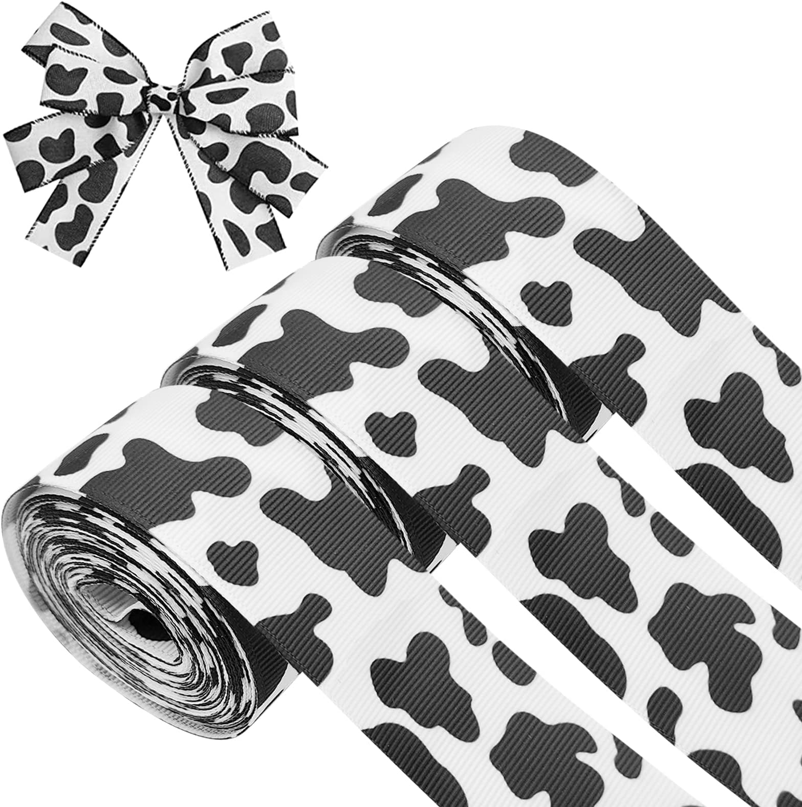Amazon.com: 10 Yards x 10 Rolls Cow Print Ribbons – 10PCS Cow Print ...
