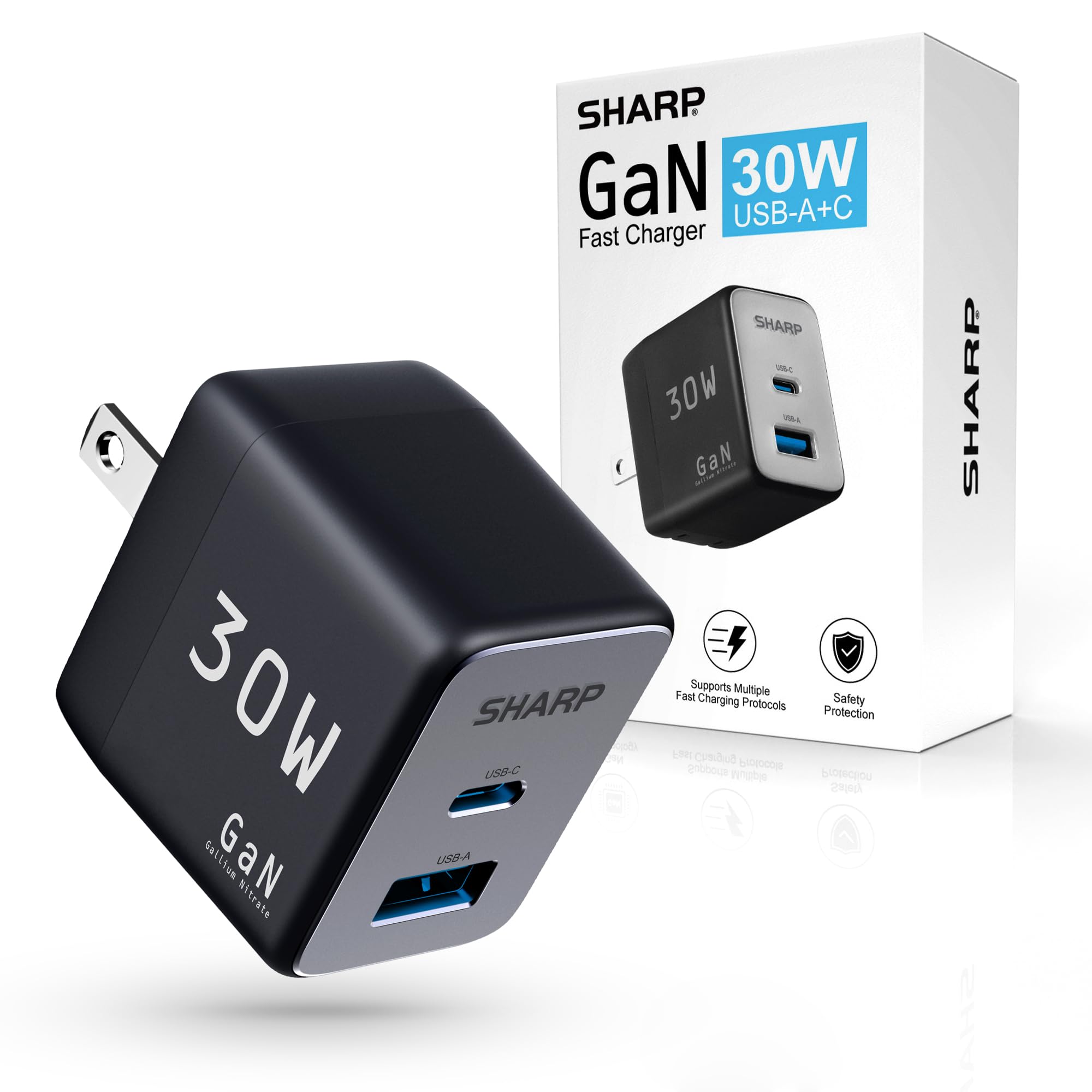 Amazon.com: Sharp USB C Charger - 30W, Dual Port (USB A+C) Compact ...