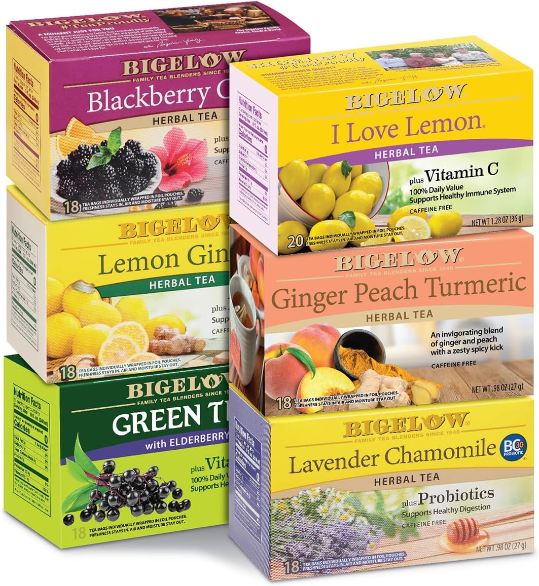 Amazon.com : Bigelow Tea Immunity Herbal Tea Variety Pack, Caffeinated ...