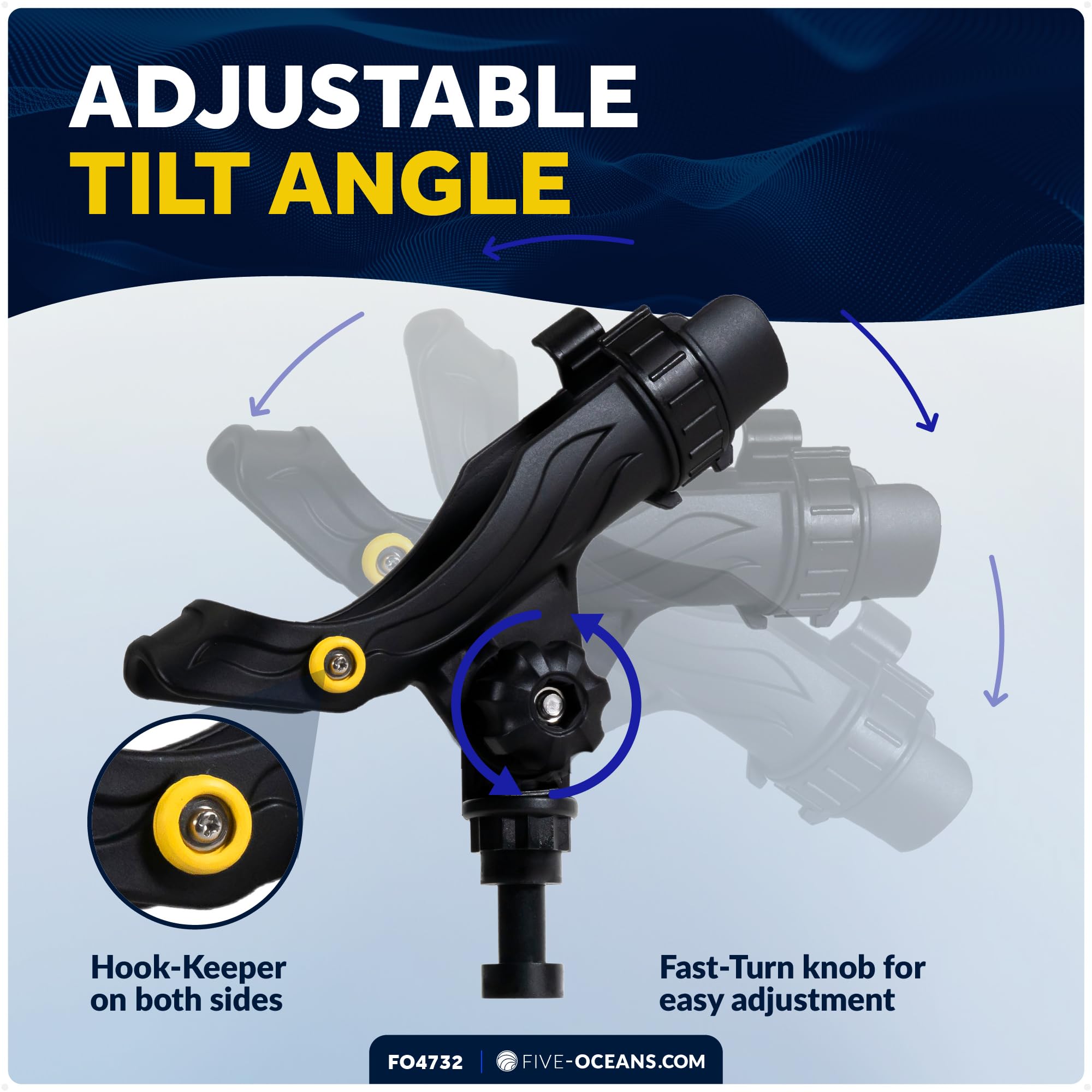 Rail Mount Fishing Rod Holder With Locking Mechanism And Hook Keeper
