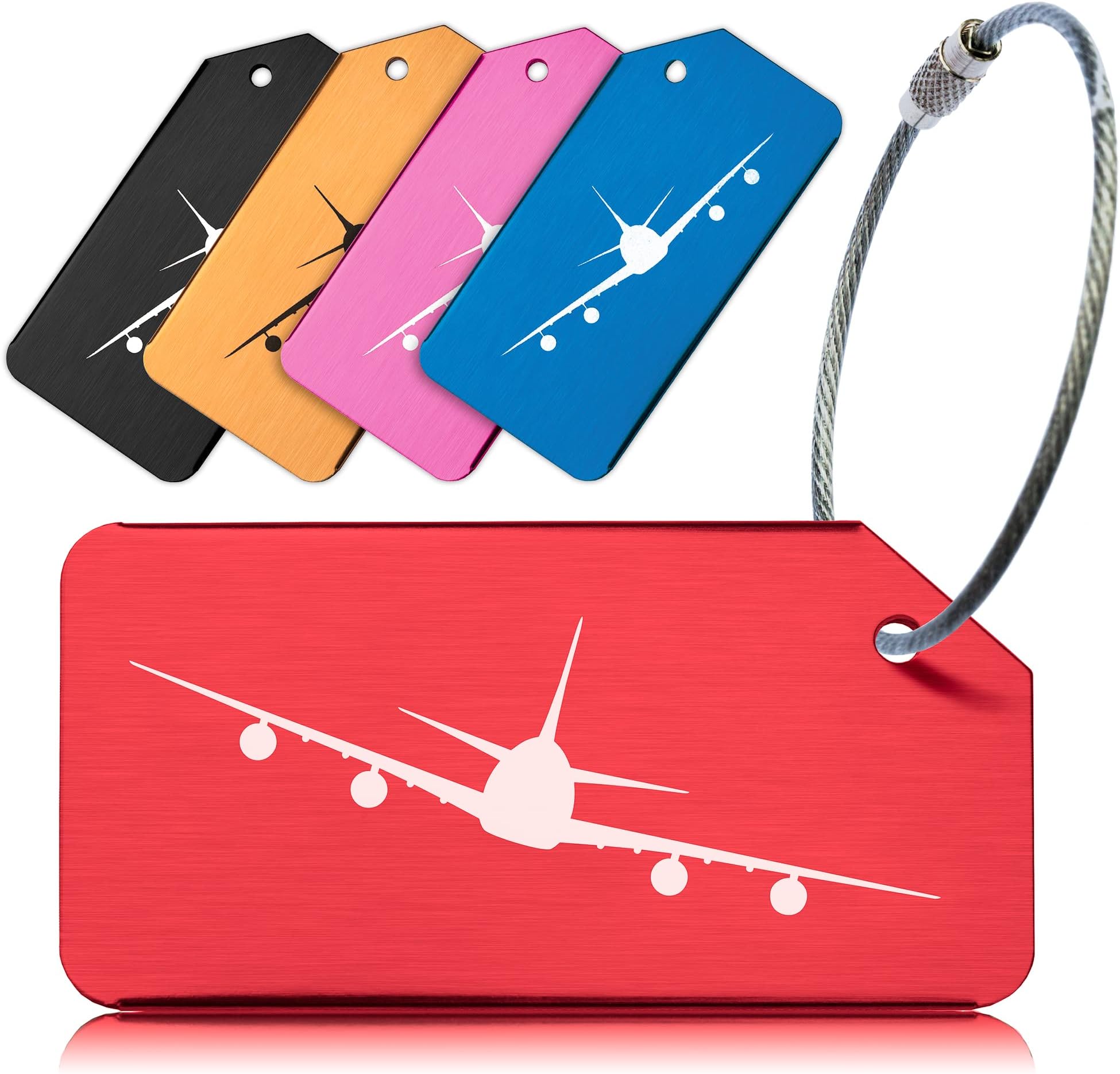 Pack of 5 Multicolour Strong Aluminium Luggage Tags, Secure, Easy to ...