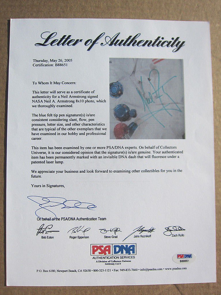 Neil Armstrong Auto Pen Signatures