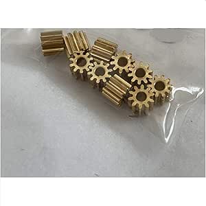 Amazon.com: Motor Brass Pinion Gear,Tooth Gear, 10PCS Gears 0.5M 10T 2.3mm 2.28mm Hole Copper ...