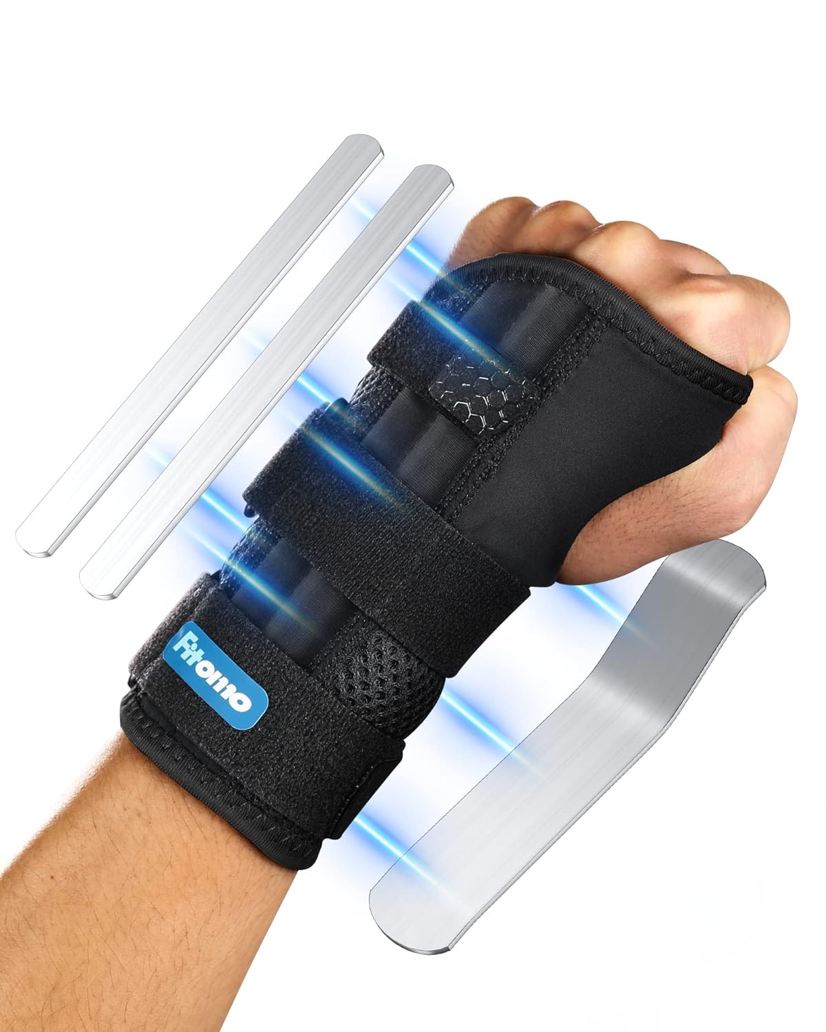 Fitomo Wrist Support with 3 Metal Splints and Soft Thumb Opening, Wrist ...