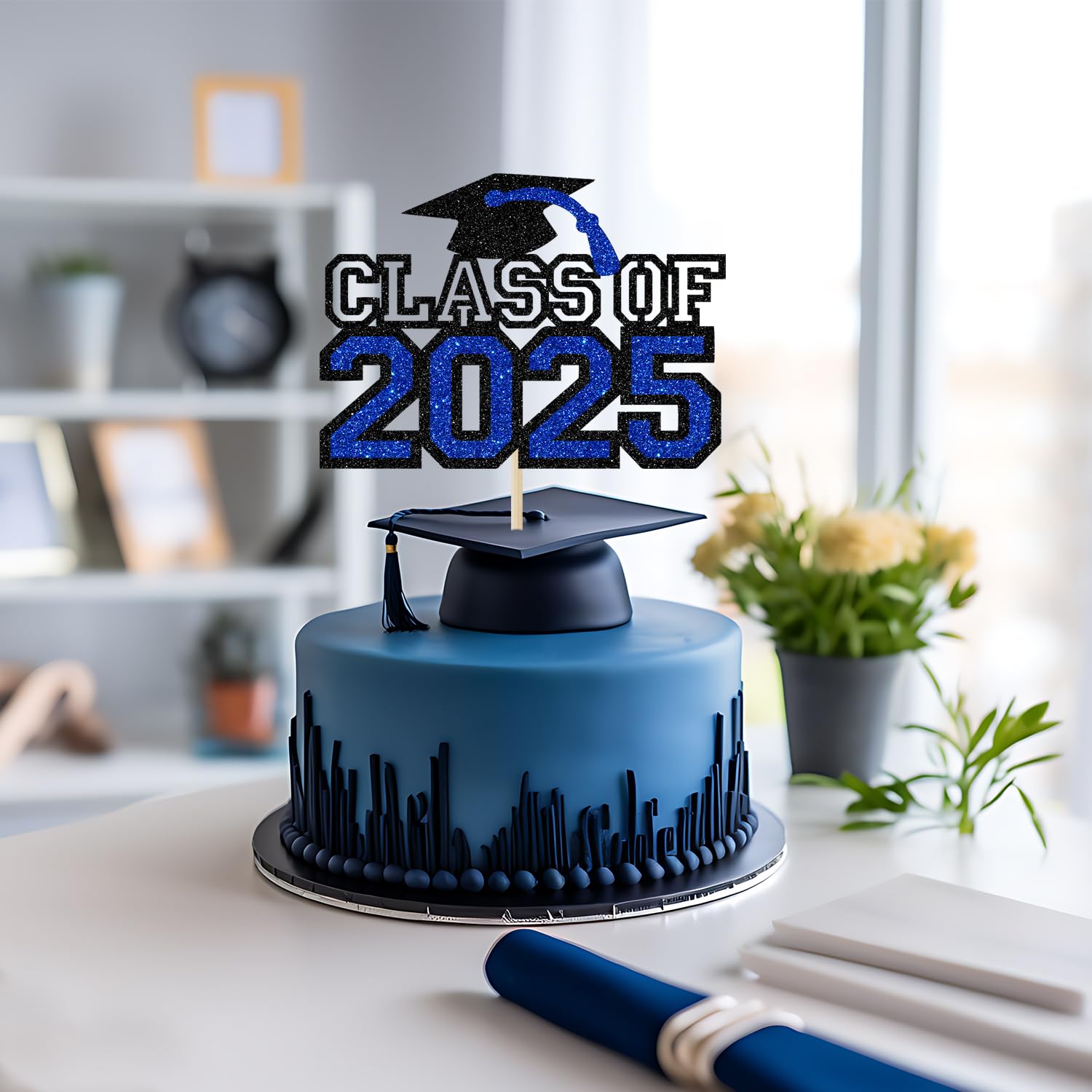 Snapklik.com : Blue Glitter Class Of 2025 Cake Topper - Congrats Grad ...