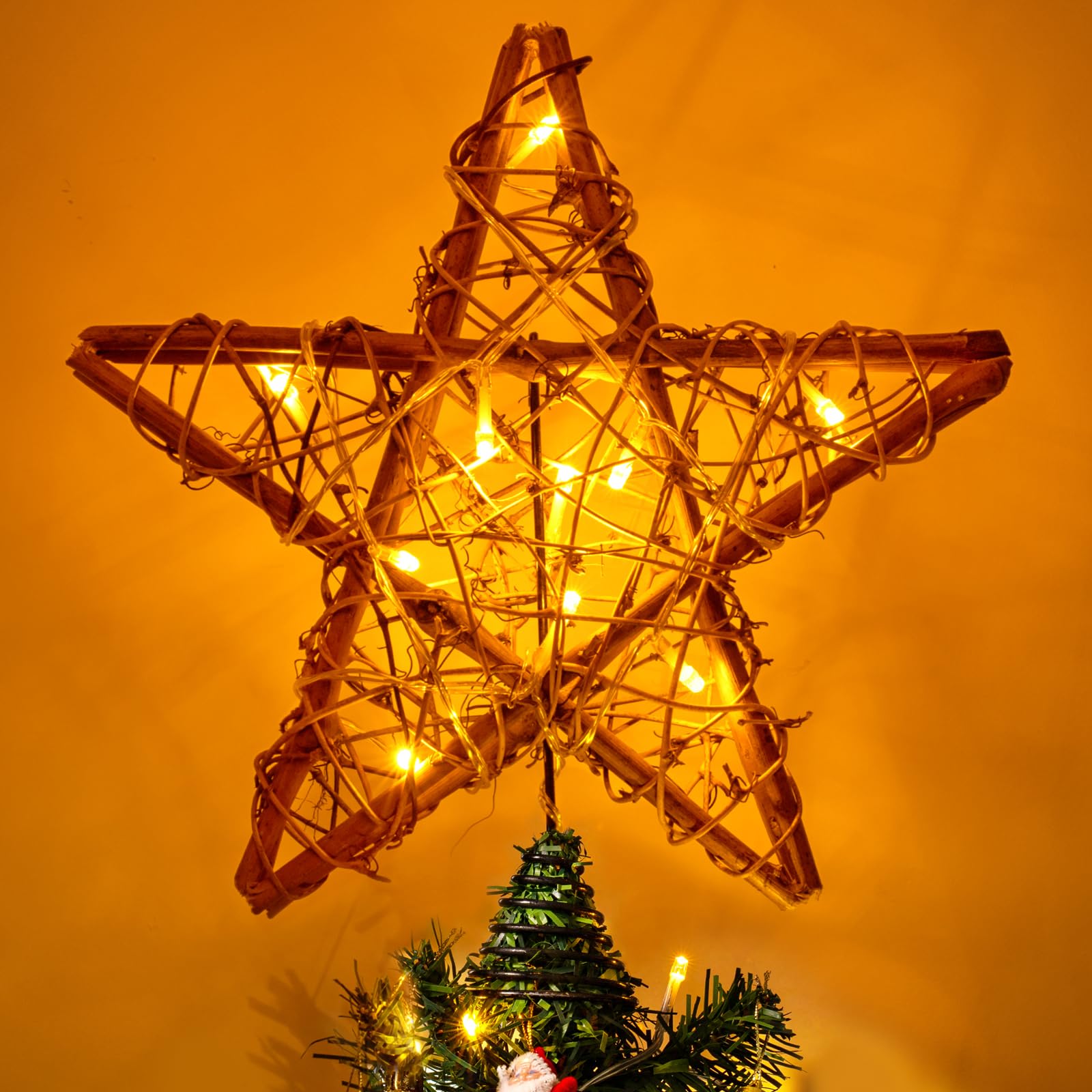 Amazon.com: Christmas Tree Topper Star, Indoor Rattan Natural Star ...