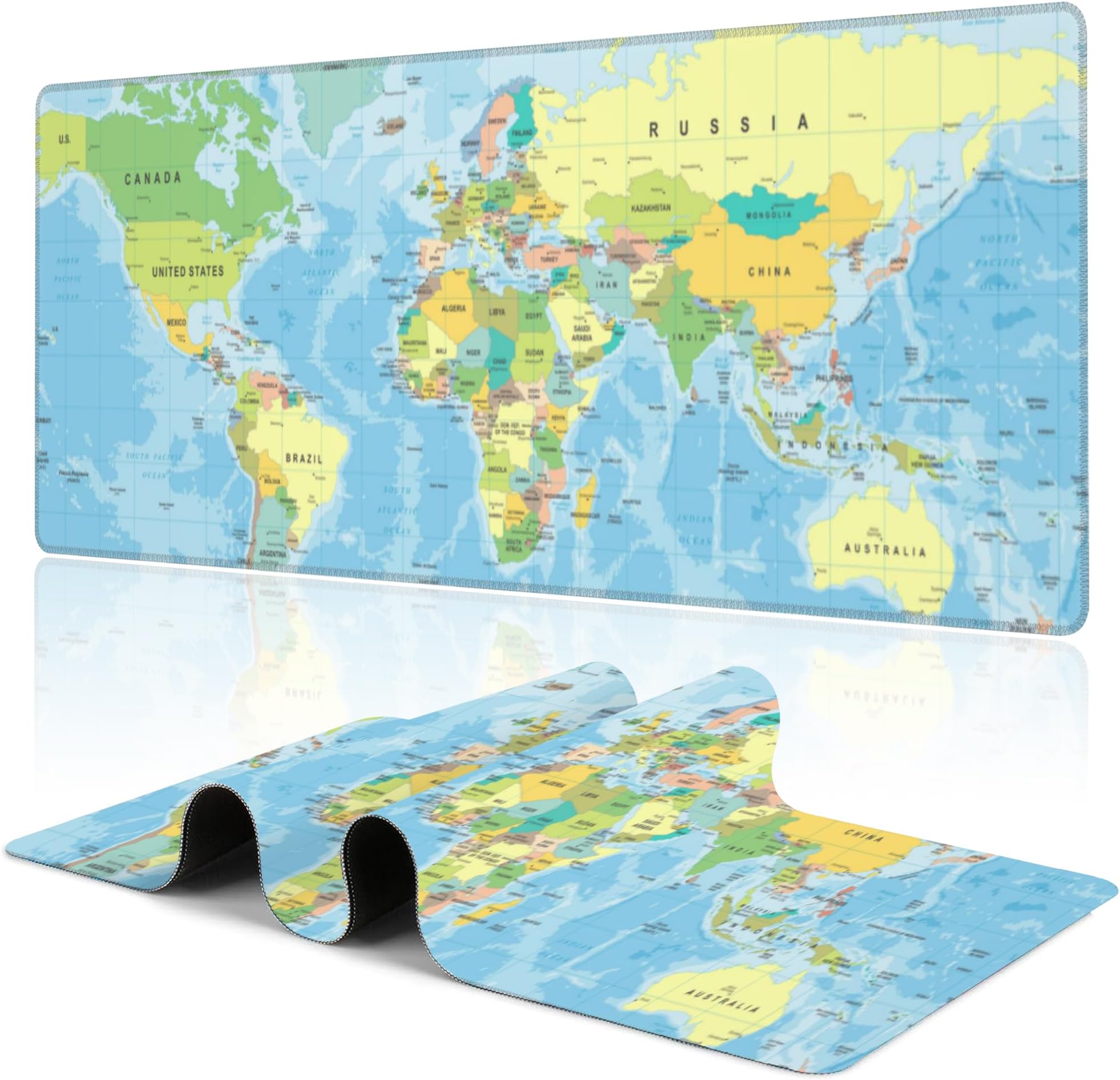 Amazon.com: Uiaoiais Gaming Mouse Pad,Blue World Map Desk Mat,31.5"X15 ...