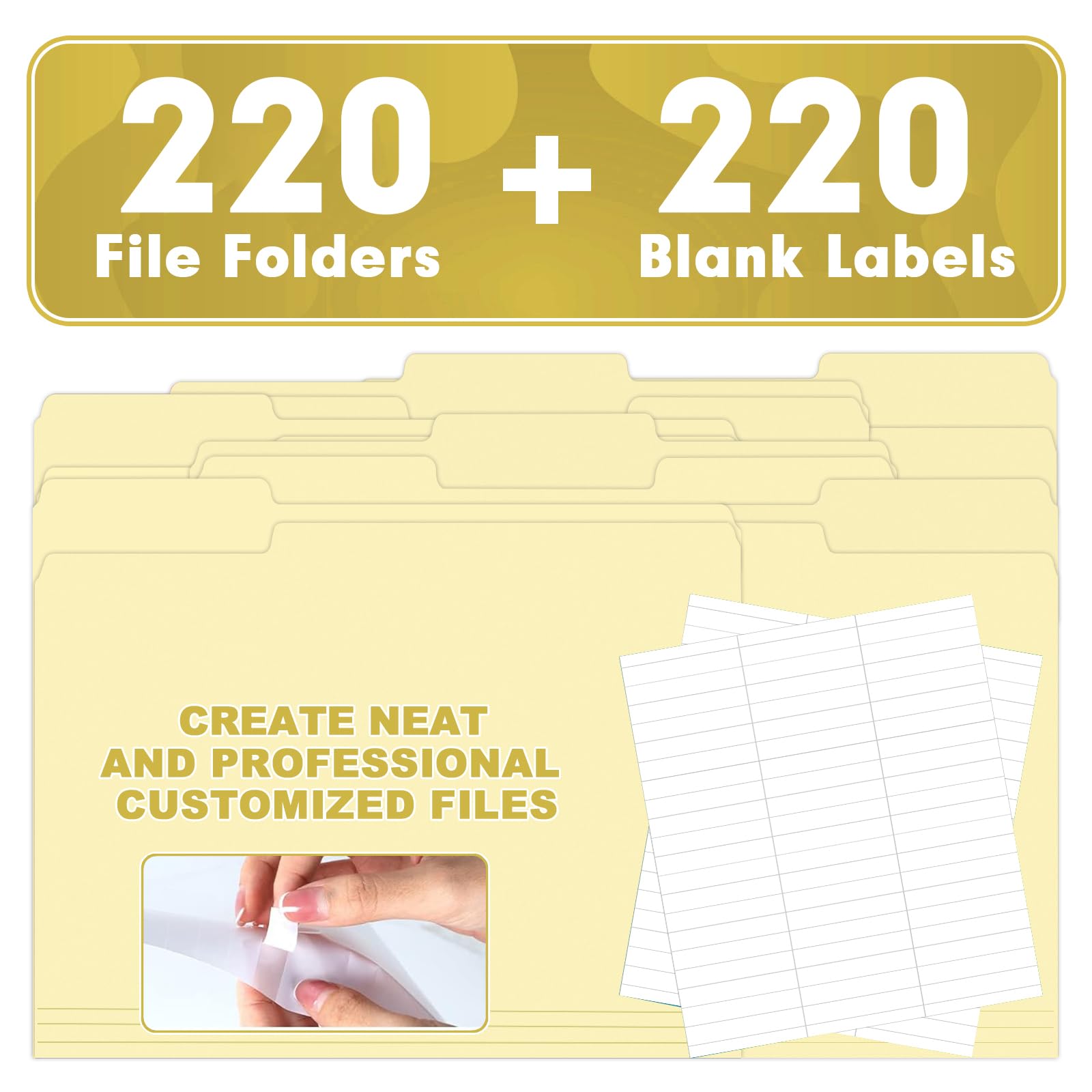 Snapklik.com : Manila Folders, 220 Pack 1/3 Cut Tab File Folders ...