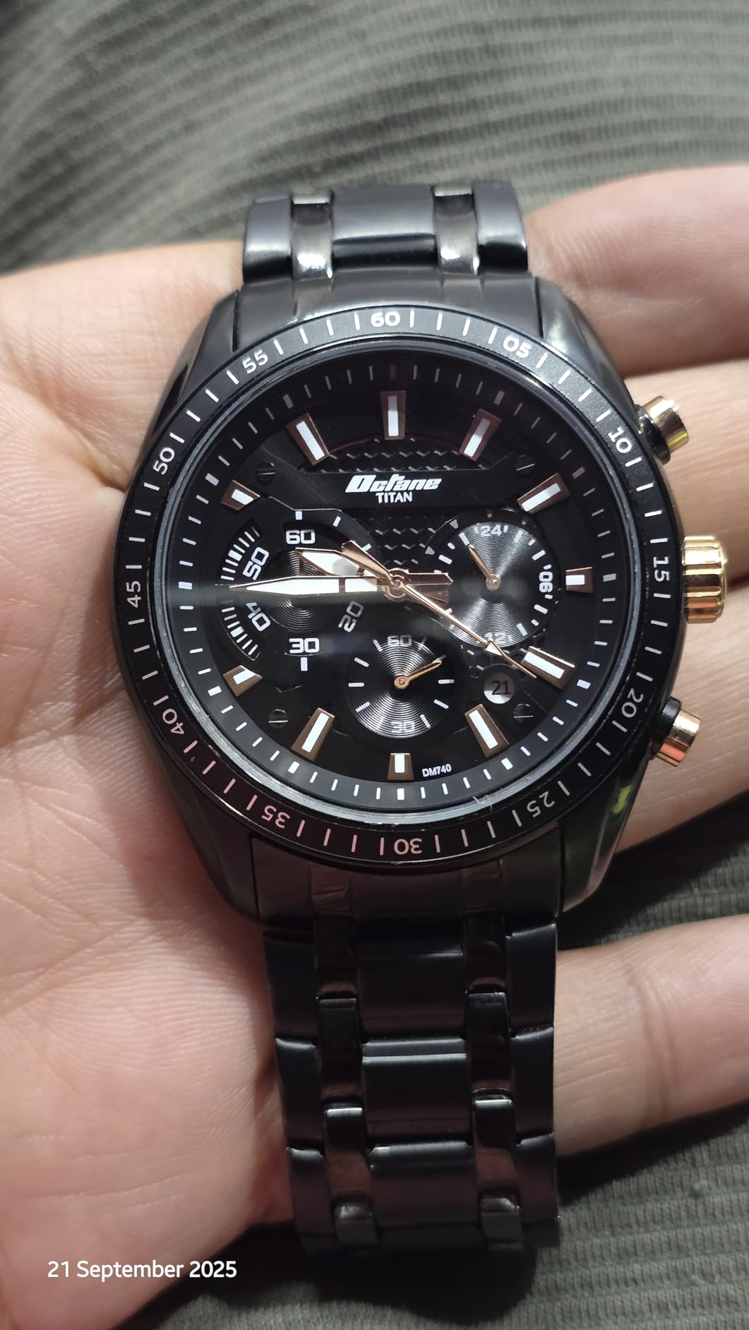Titan Octane Quartz Chronograph Black Dial Black Stainless Steel Strap ...