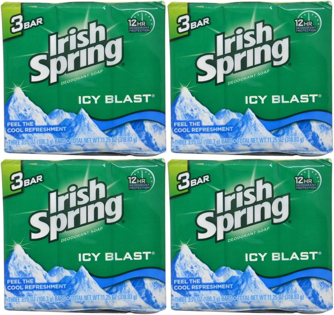 Irish Spring Bath Bar, Icy Blast 3.75 Oz, 12 Count 4Bar by Irish Soap ...