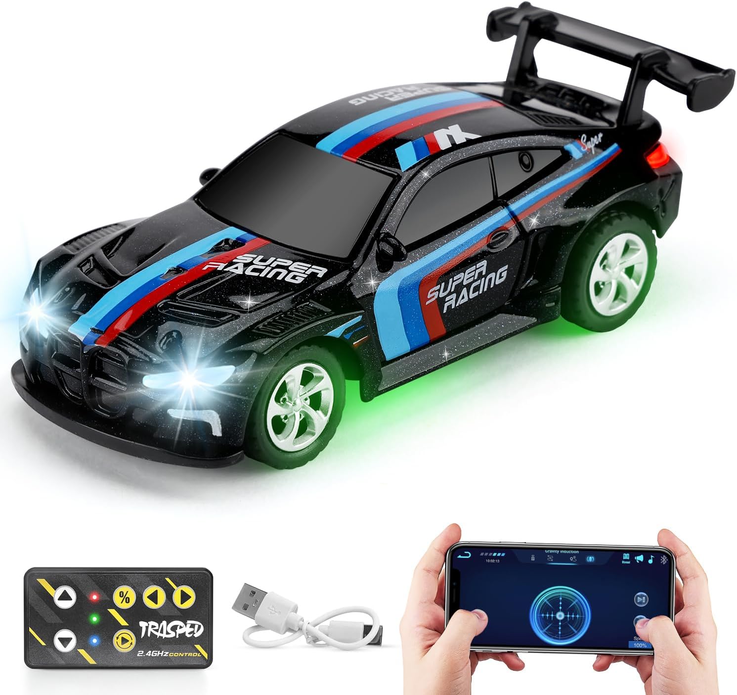 Amazon.com: SASBSC Mini RC Toy Cars for Boys Kids Adults, 2.4GHz APP ...