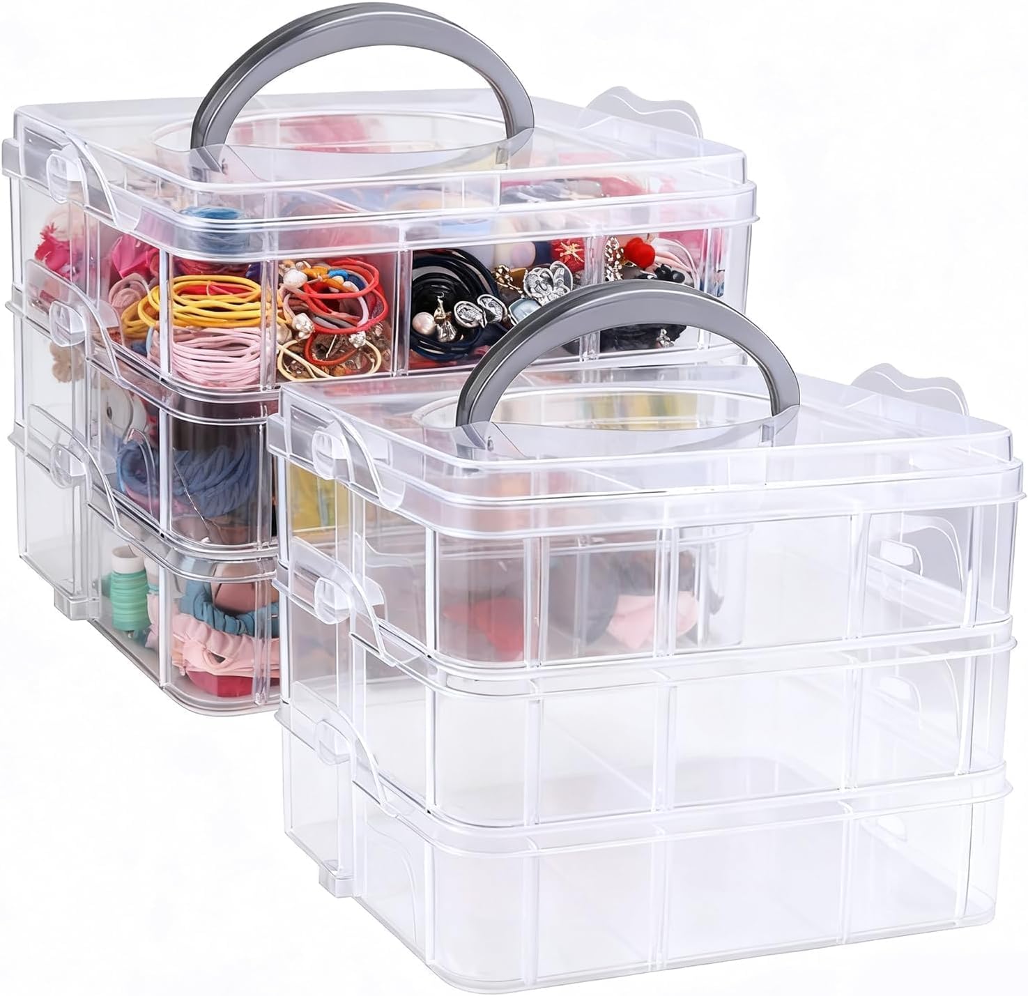 Amazon.com: 2pack 3-Tier Stackable Storage Container Box with ...