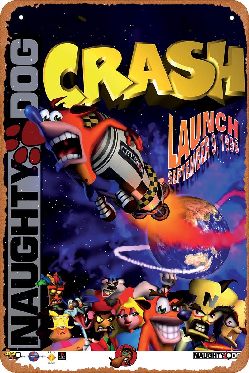 Amazon.com: Clilsiatm Crash Bandicoot Game Poster Retro Vintage Decor ...