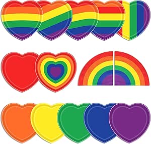 Amazon.com: Pride Plates and Napkins-Rainbow Party Supplies LGBTQ Heart ...