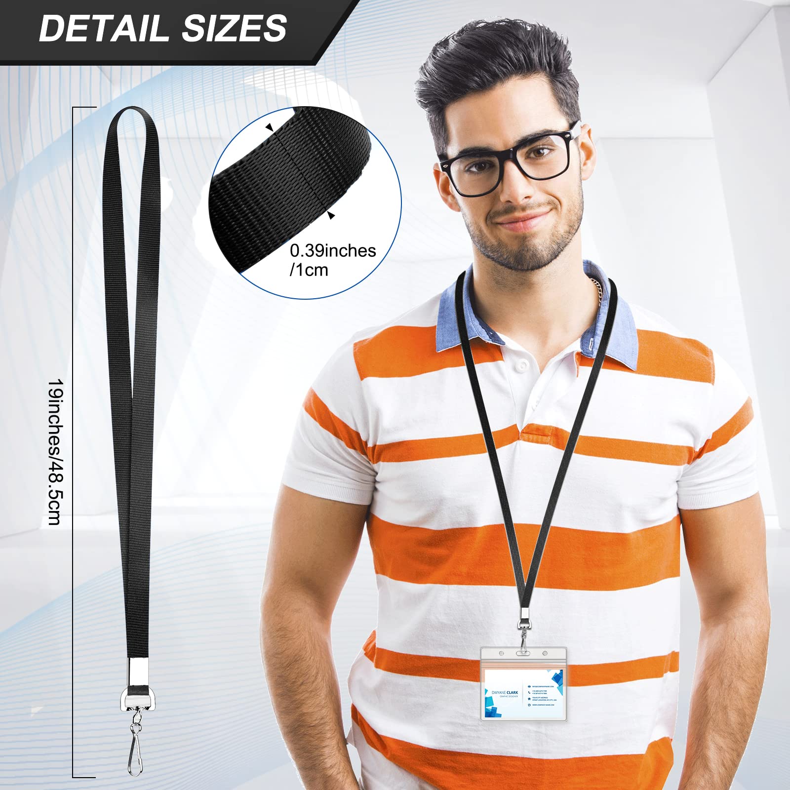 Snapklik.com : 50 Pack Black Lanyard Bulk For ID Badge Holder - Durable ...
