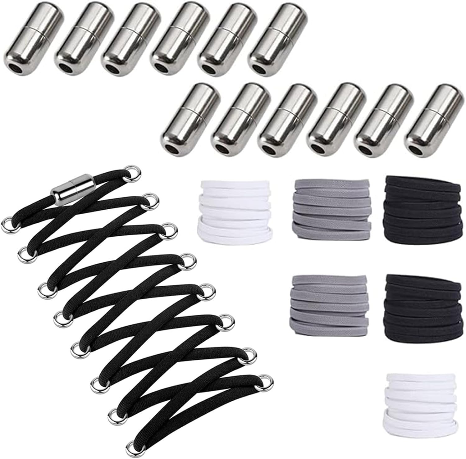 BSYFOP 12pcs/6 Pairs No Tie Elastic Shoelaces, Elastic Shoe laces ...