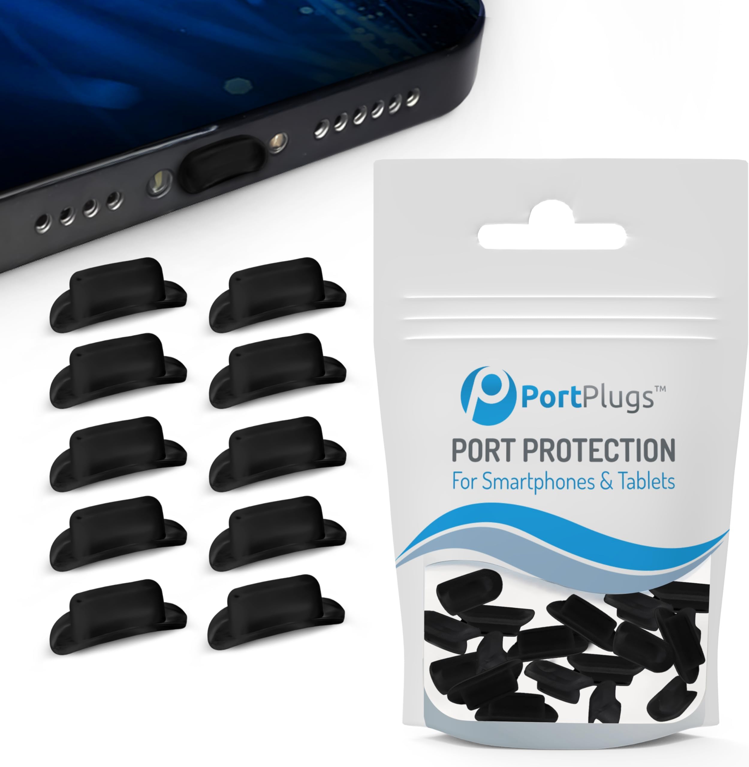 Amazon.com: PortPlugs Dust Plugs for iPhone 11, X, XS, XR, 8 – Curved ...