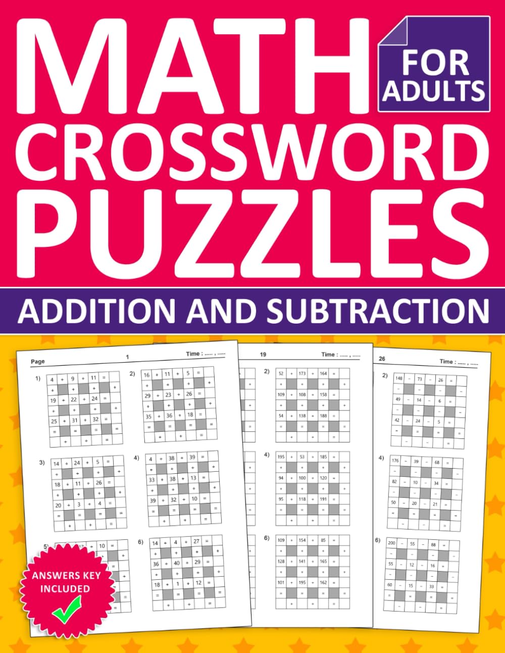 Math Crossword Puzzles Book For Adults With Addition and Subtraction ...