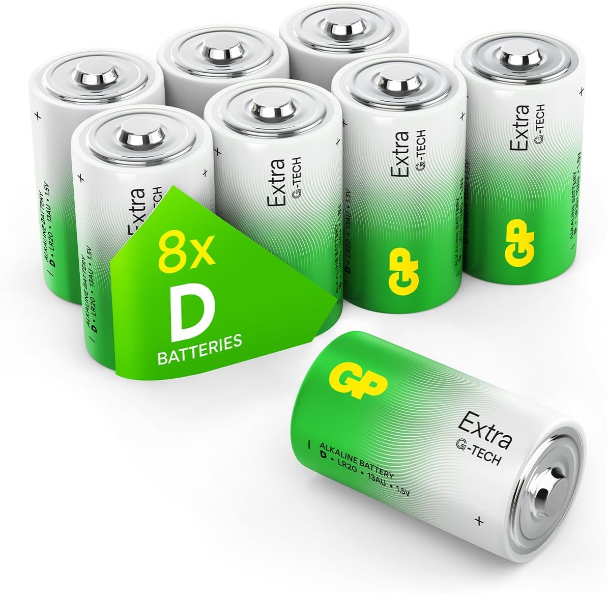 Size/Type D Batteries Pack of 8 LR20 batteries 1.5V by GP Batteries ...