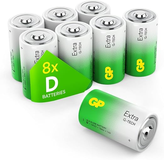 Size/Type D Batteries Pack of 8 LR20 batteries 1.5V by GP Batteries ...