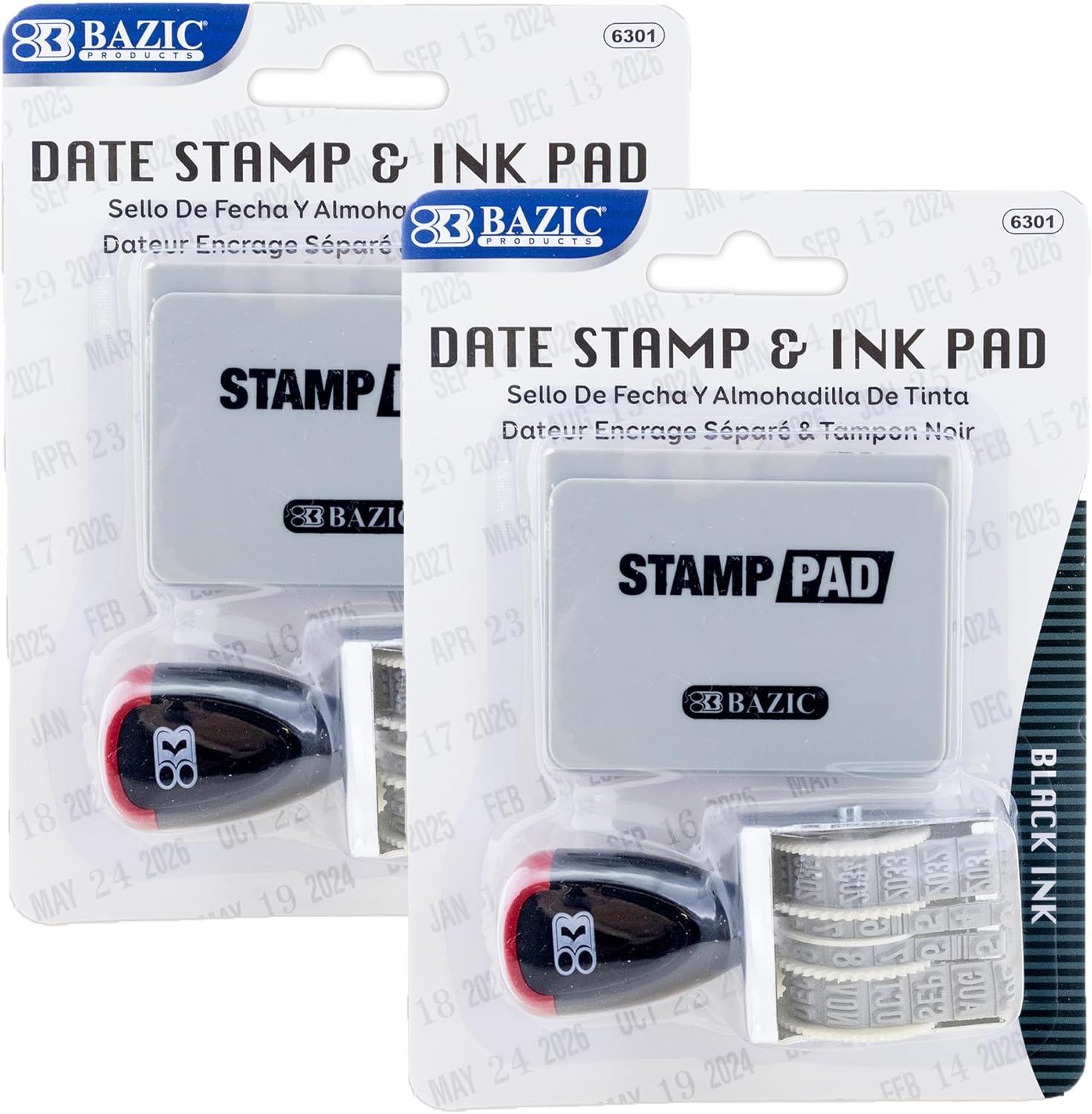 Amazon.com : BAZIC Date Stamp and Ink Pad (Black Ink), 12 Years of ...