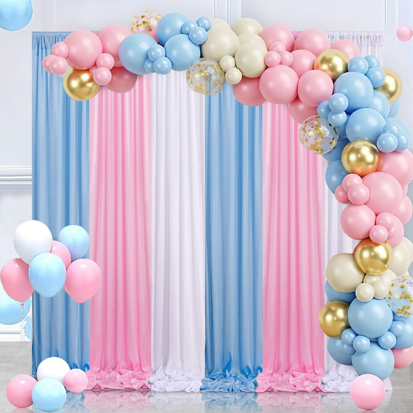 Amazon.com : Blue Pink Backdrop Curtains 10ftx15ft: Baby Shower ...
