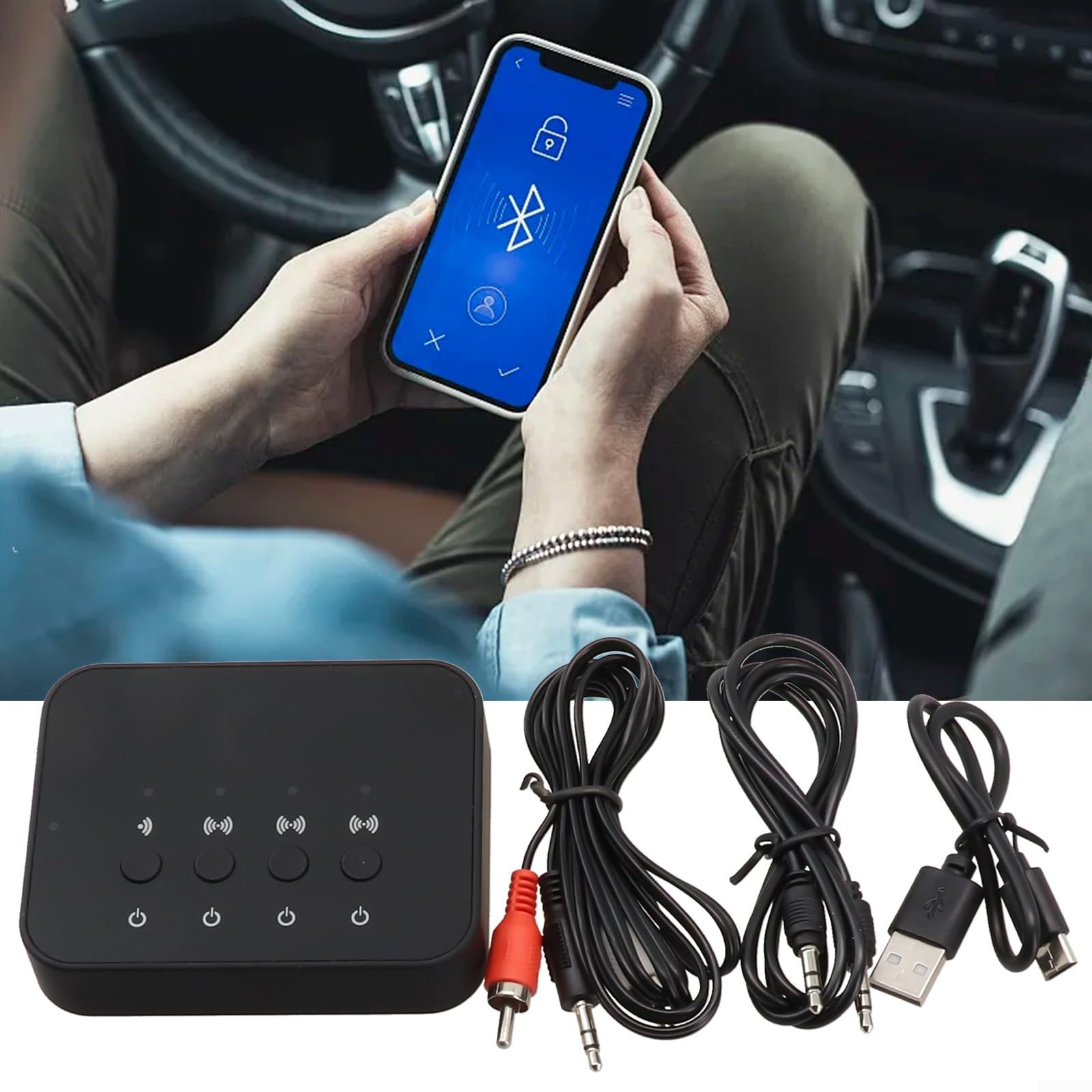 BW-107 Bluetooth Splitter, 1-to-3 Bluetooth Audio Sharing Device Audio ...