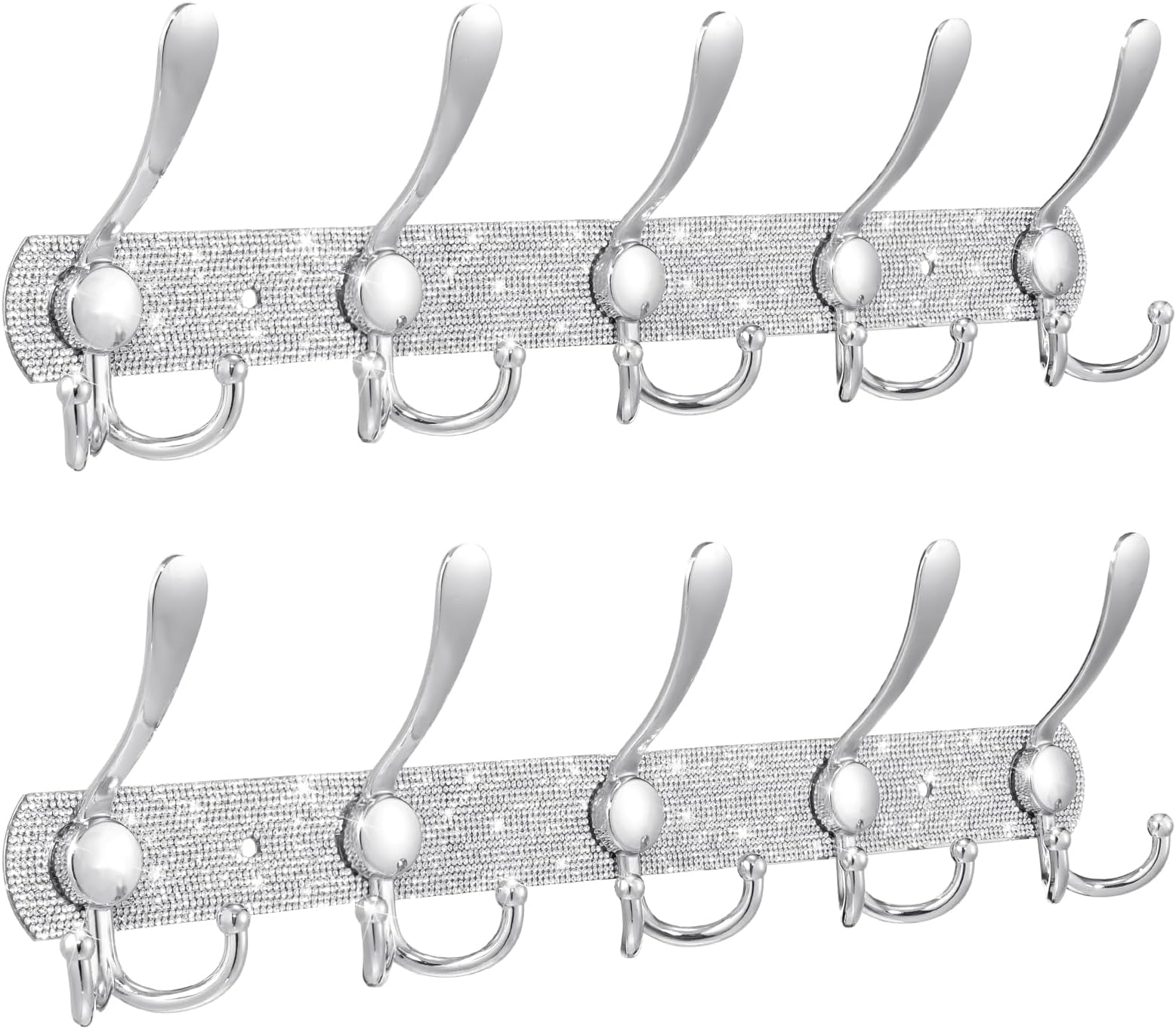 Amazon.com: Barydat 2 Pcs Rhinestones Wall Mounted Coat Rack 5 Triple ...