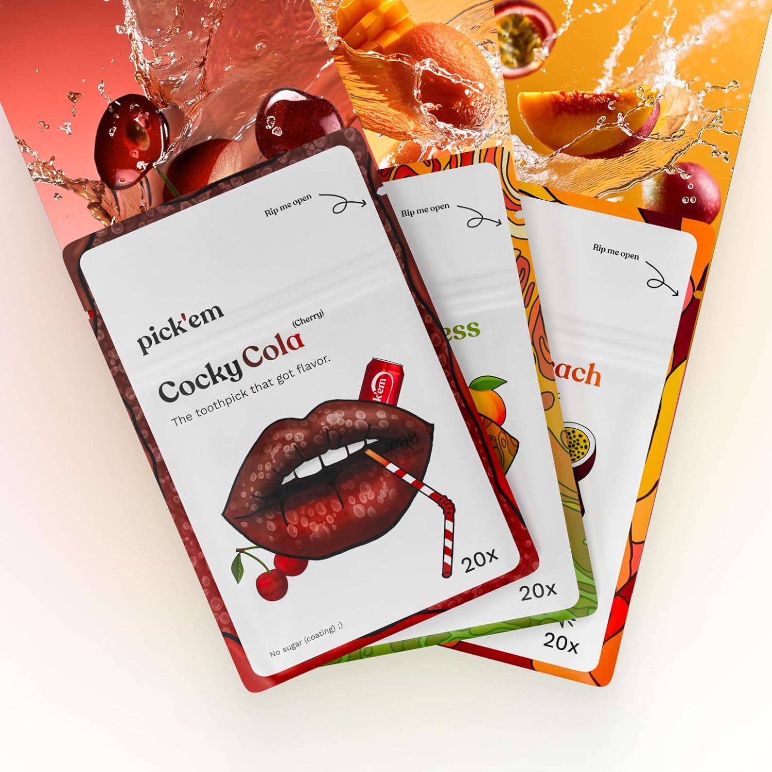 pick'em flavoured toothpicks Combi Pack [3 FOR THE PRICE OF 2] - 60x flavoured toothpicks - the ...