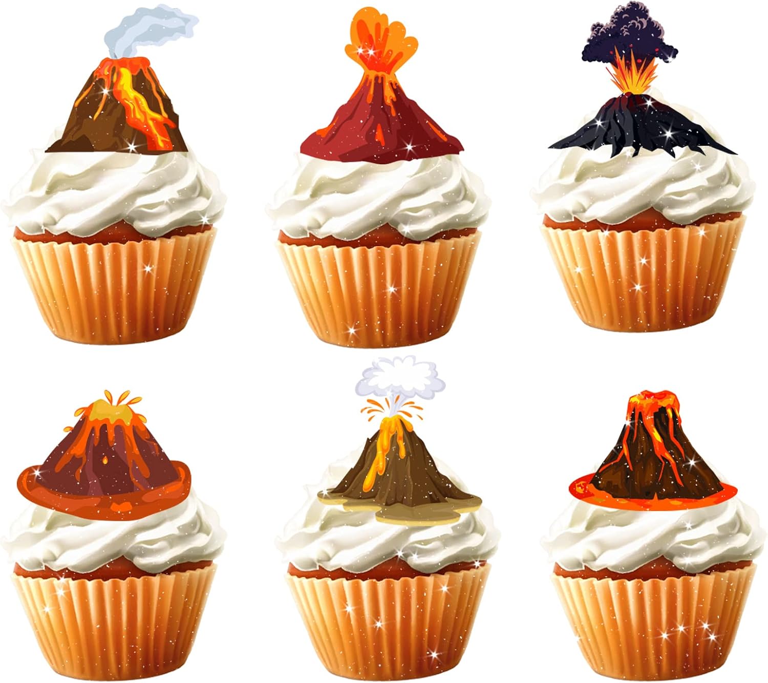Amazon.com: 18pcs Volcano Cupcake Toppers for Boys Girls Dinosaur ...
