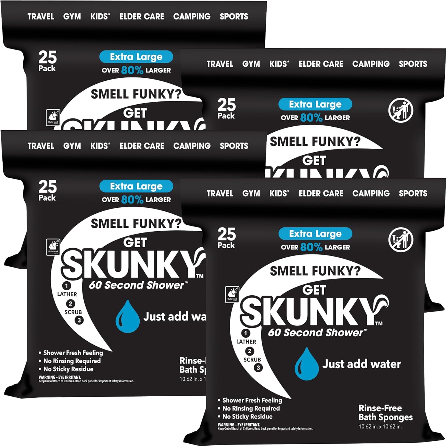 Amazon.com: Skunky XL 82% Larger Disposable Rinse-Free Bathing Sponge ...