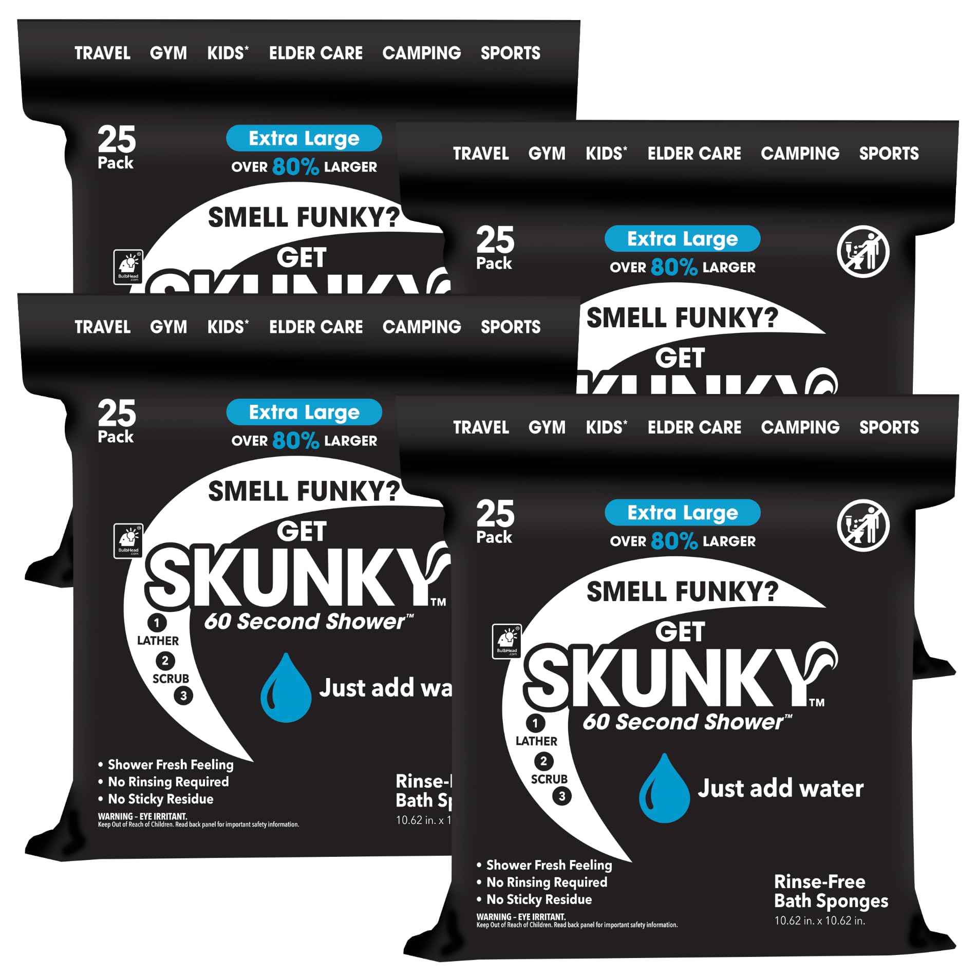 Amazon.com: Skunky XL 82% Larger Disposable Rinse-Free Bathing Sponge ...