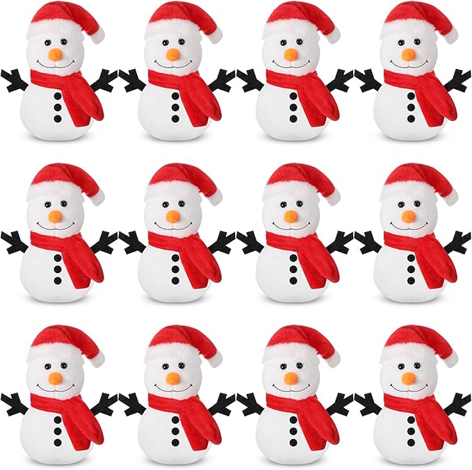 Amazon.com: Hollowfly 12 Pcs 6 Inch Christmas Snowman Stuffed Animal ...