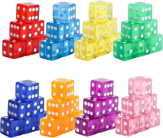 Amazon.com: 48 Piece 19mm Dice Casino Style Craps D6 Dice Set Acrylic ...