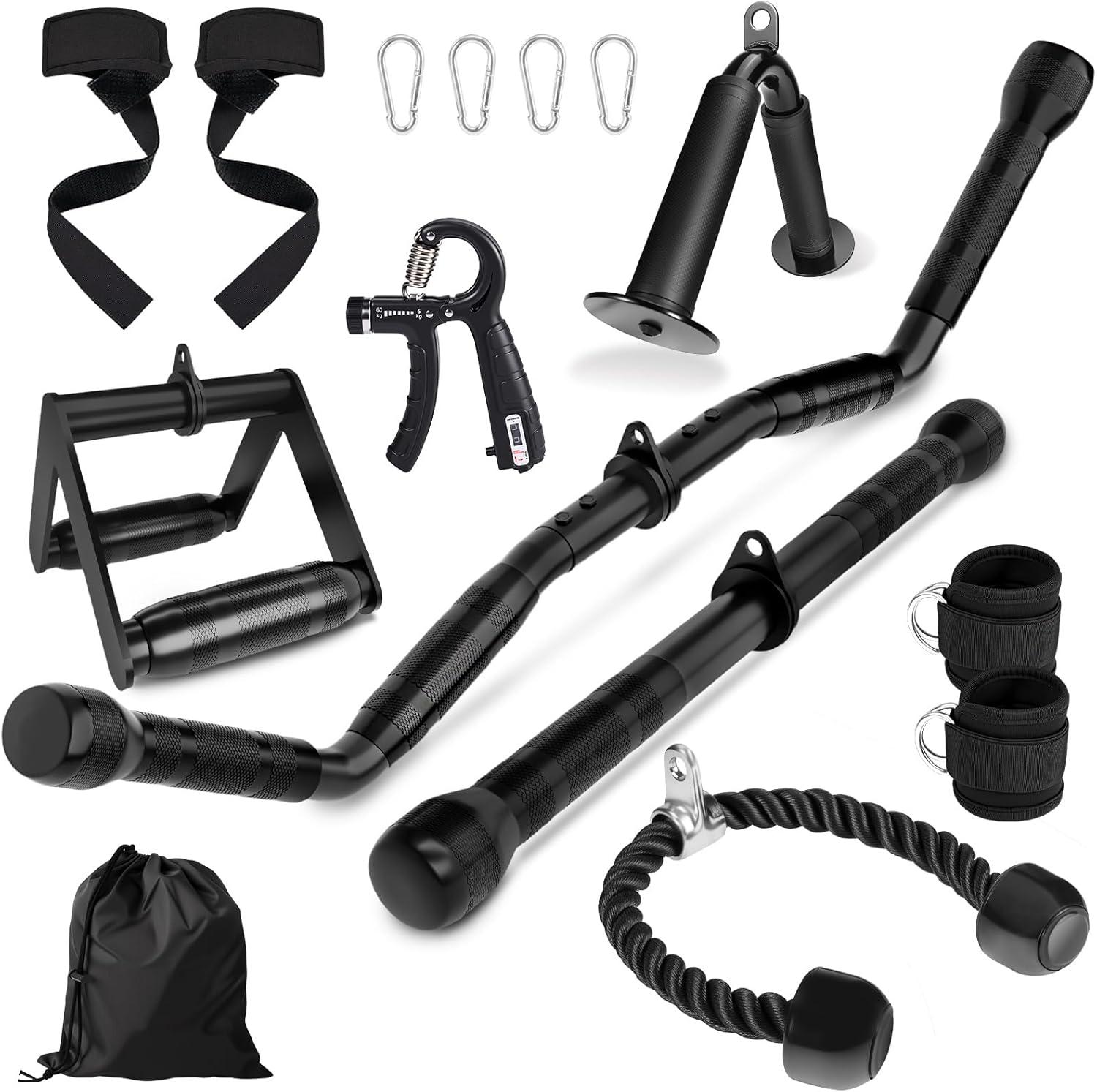 Amazon.com : Cable Machine Attachment Set for Gym, LAT Pulldown ...