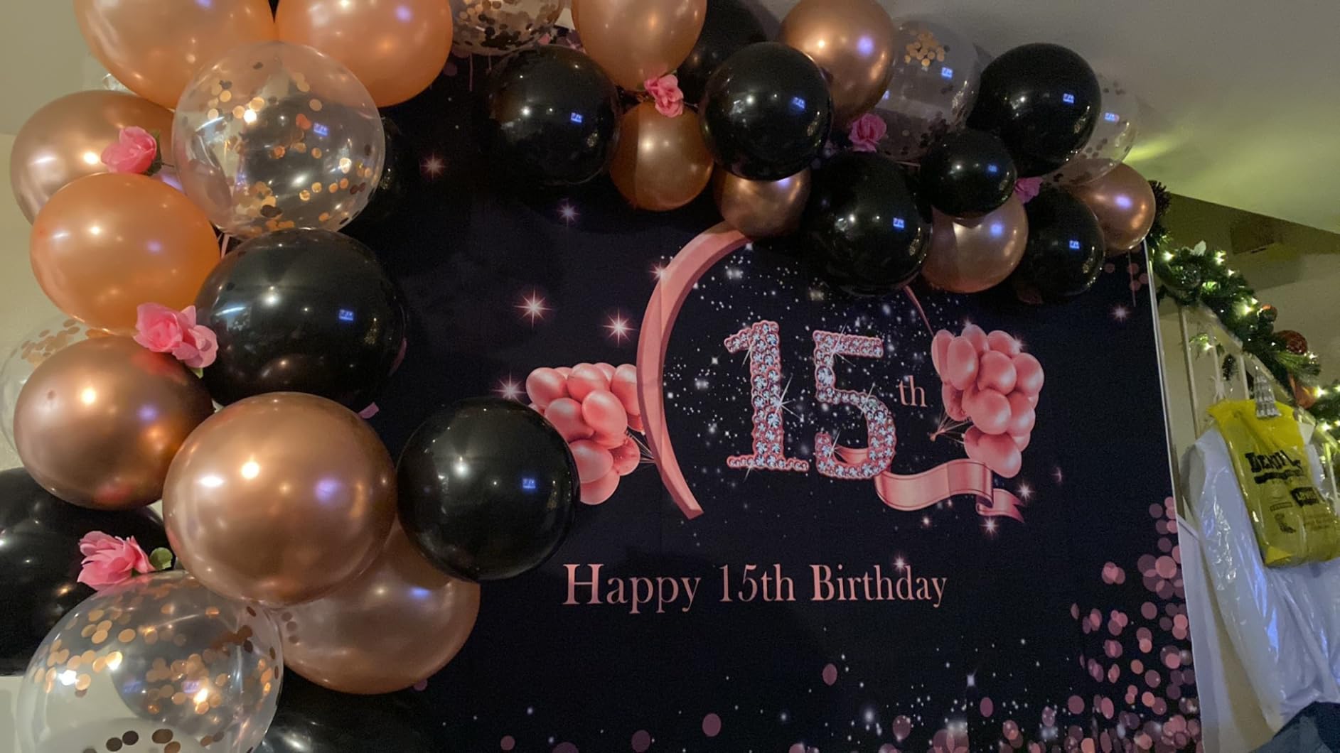 Amazon.com : Aperturee 7x5ft Happy 15th Birthday Sweet 15 Backdrop ...